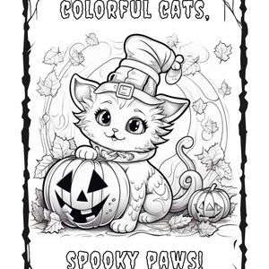 10 Cute Cat Halloween Coloring Pages, Easy Halloween Printable Coloring ...