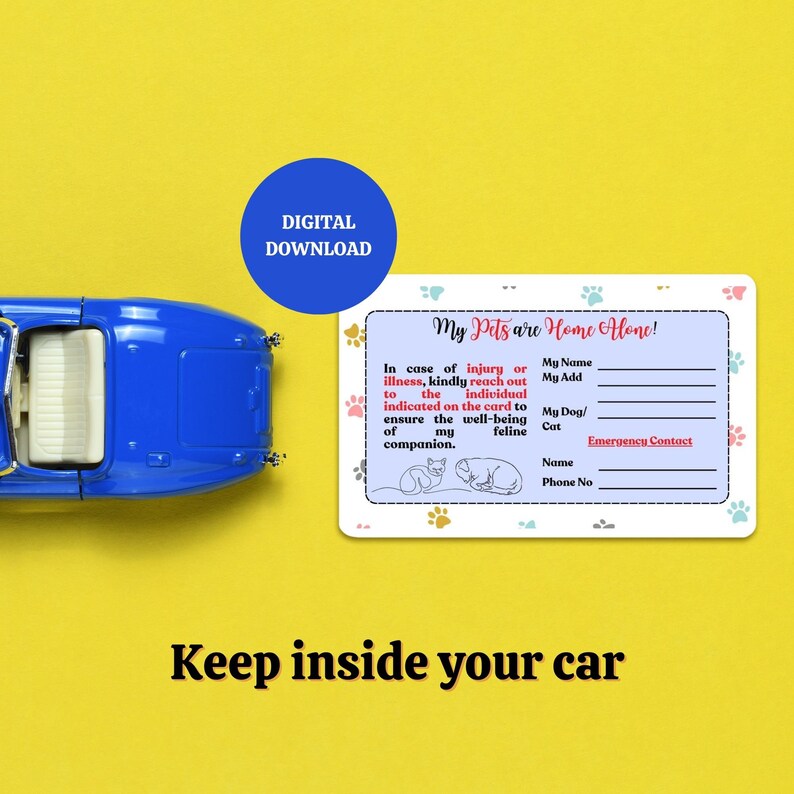 My Pet is Home Alone Wallet Card, Printable Emergency, My Pet is Home ...