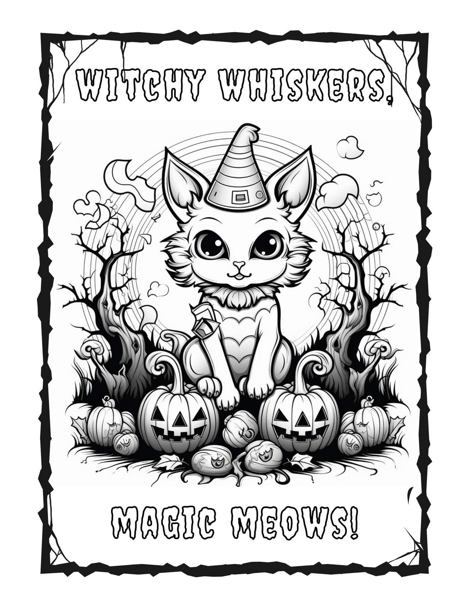 10 Cute Cat Halloween Coloring Pages, Easy Halloween Printable Coloring ...