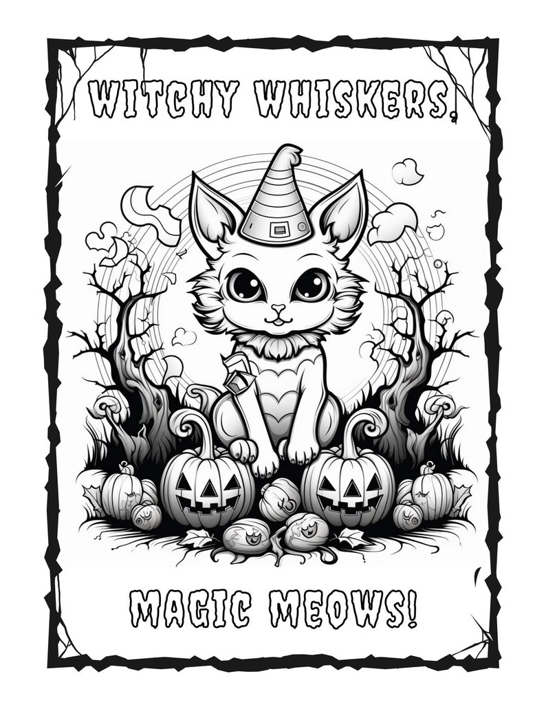 10 Cute Cat Halloween Coloring Pages, Easy Halloween Printable Coloring ...