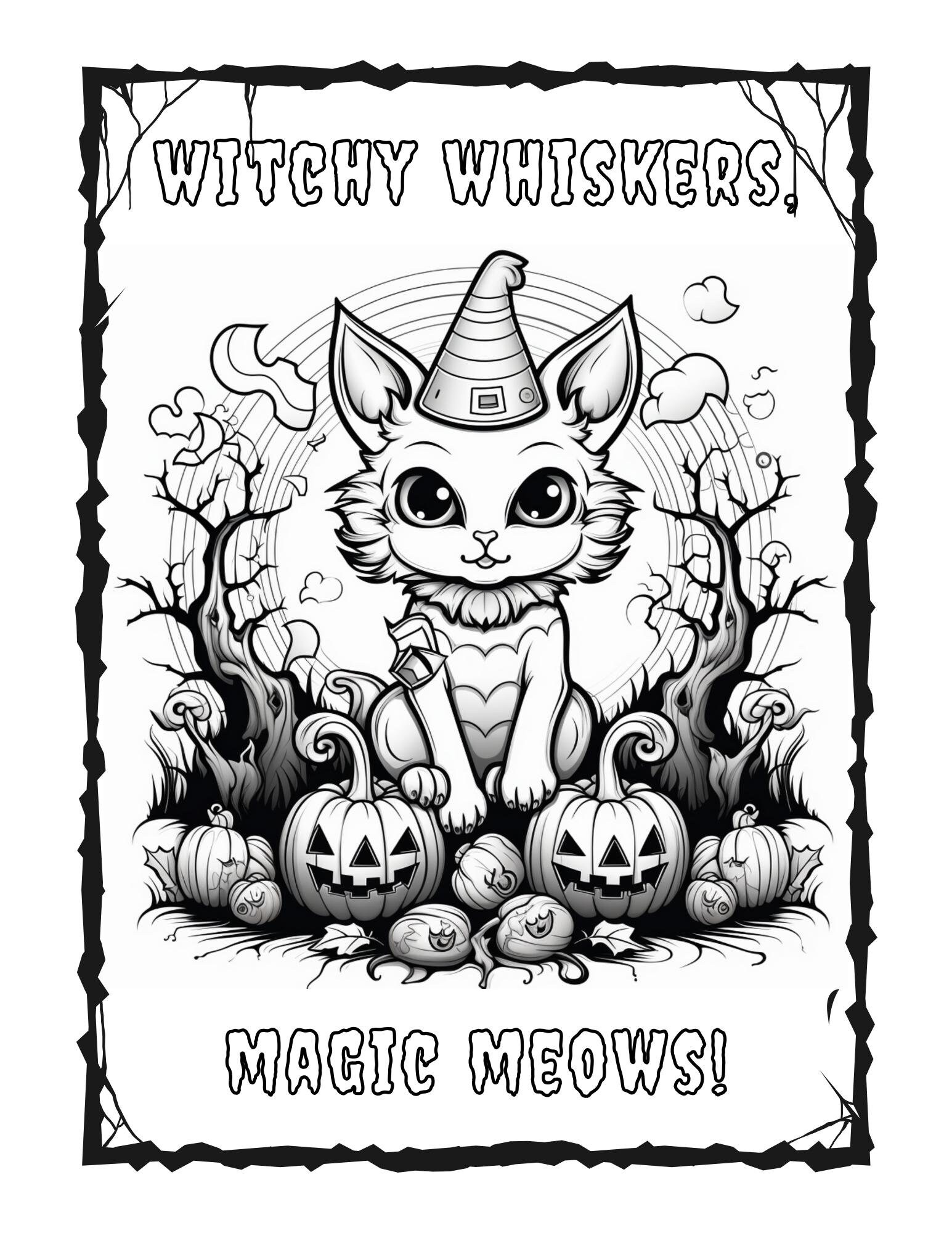 10 Cute Cat Halloween Coloring Pages, Easy Halloween Printable Coloring ...