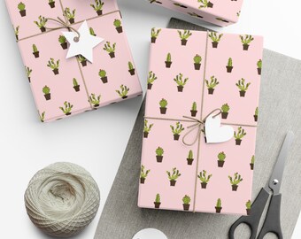 Cute Wrapping Paper: Cactus Desert Print pink and Green Wrapping Paper ...