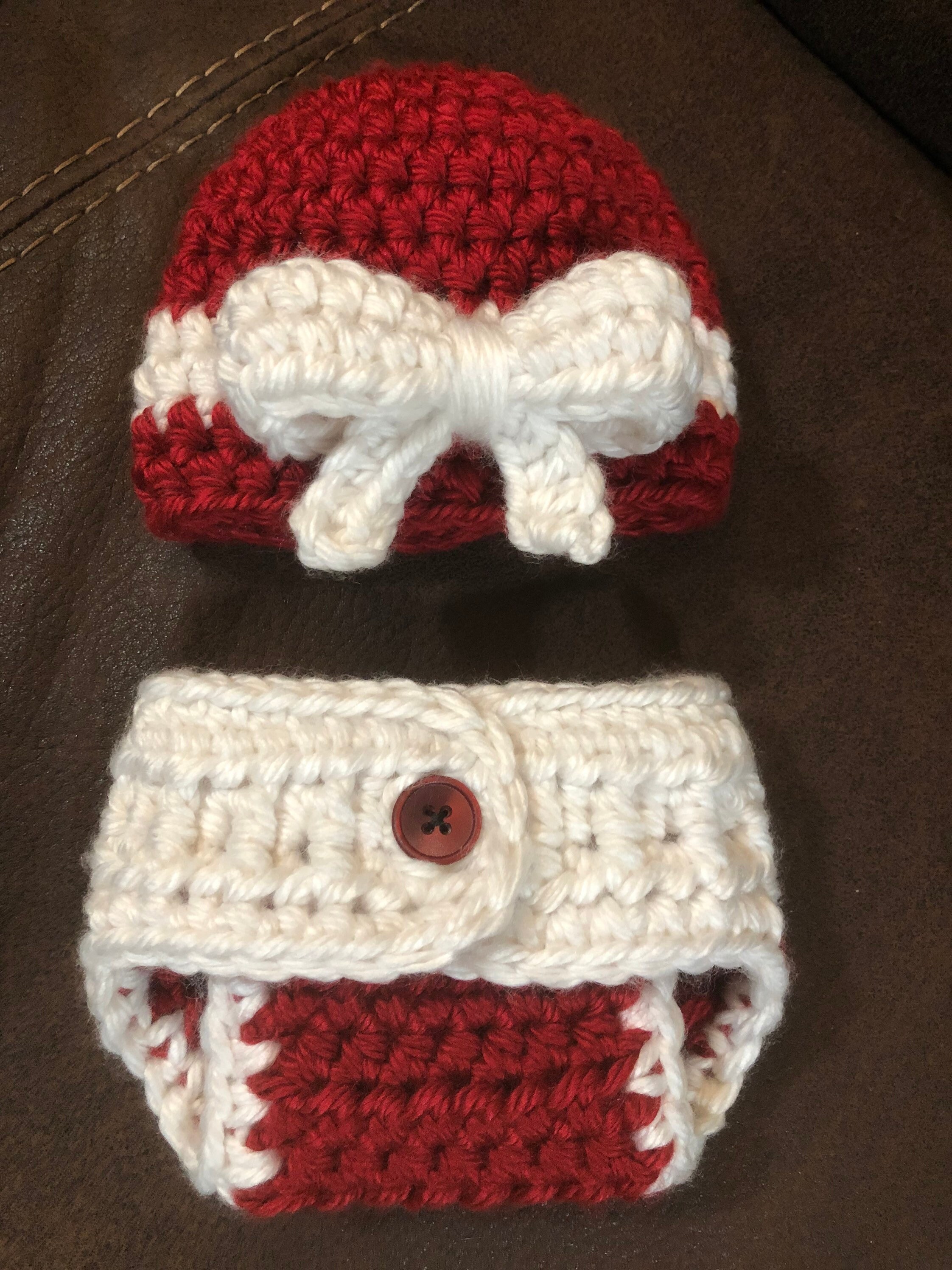 Bonnet With Bow and Matching Diaper Cover - Etsy