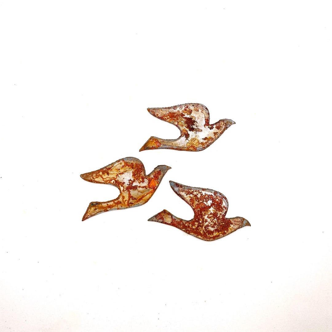 Rusty Metal Doves; 3", Set of 3 or 9, Crafts, Signs, Stencils, Magnets ...