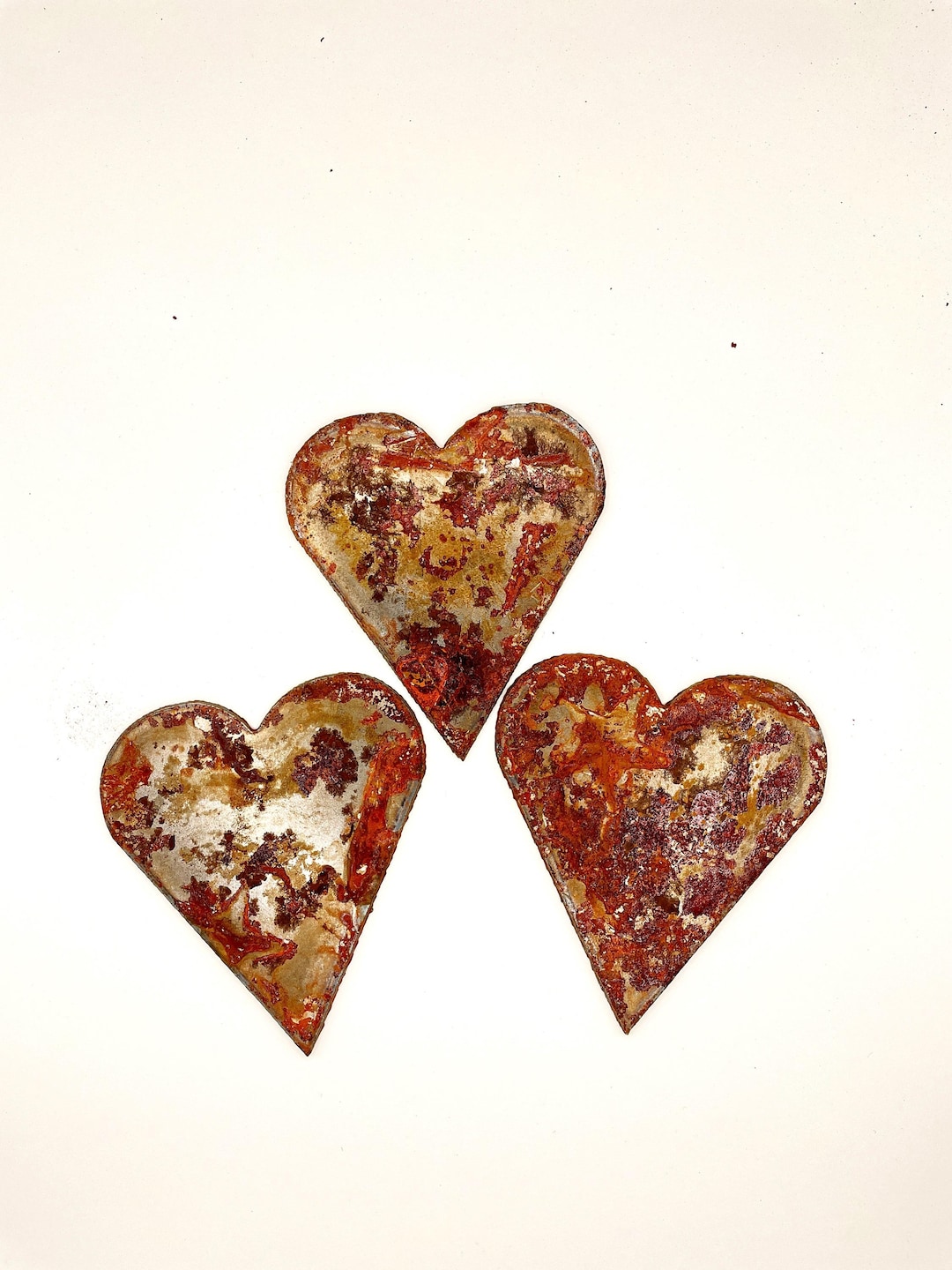 Rustic Metal Hearts; 3", Set of 3 or 9, Home Accent, Crafts, Magnets ...
