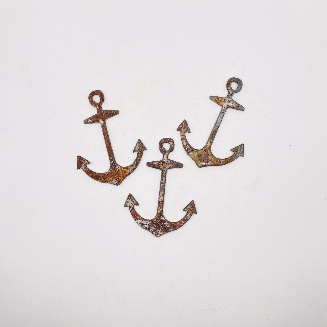 Rusty Metal Anchors Set of 3, Crafts, Signs, Stencils, Magnets ...