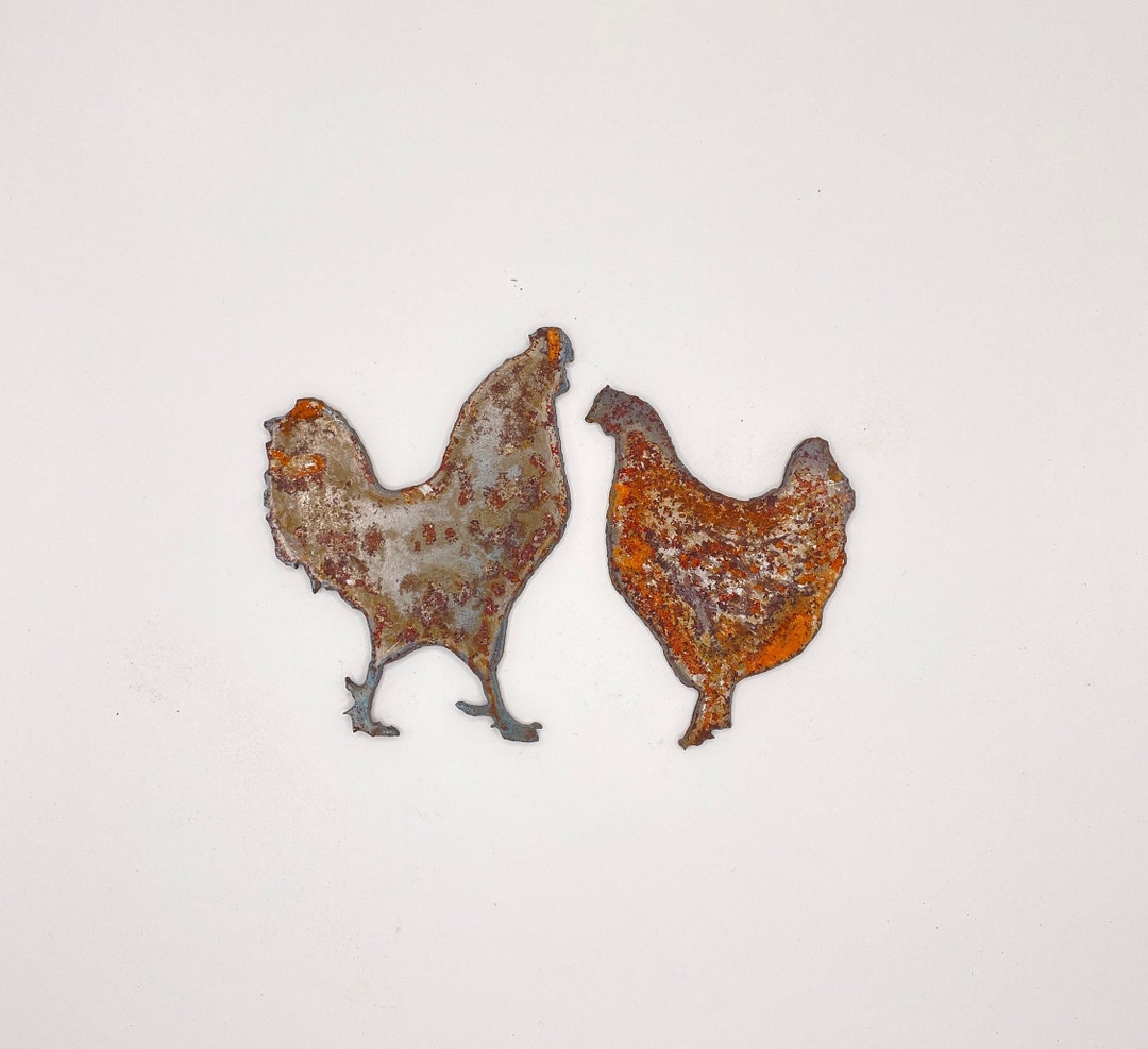 Rusty Metal Chickens Rooster Hen, Set of 2 or 6 Crafts, Signs, Stencils ...