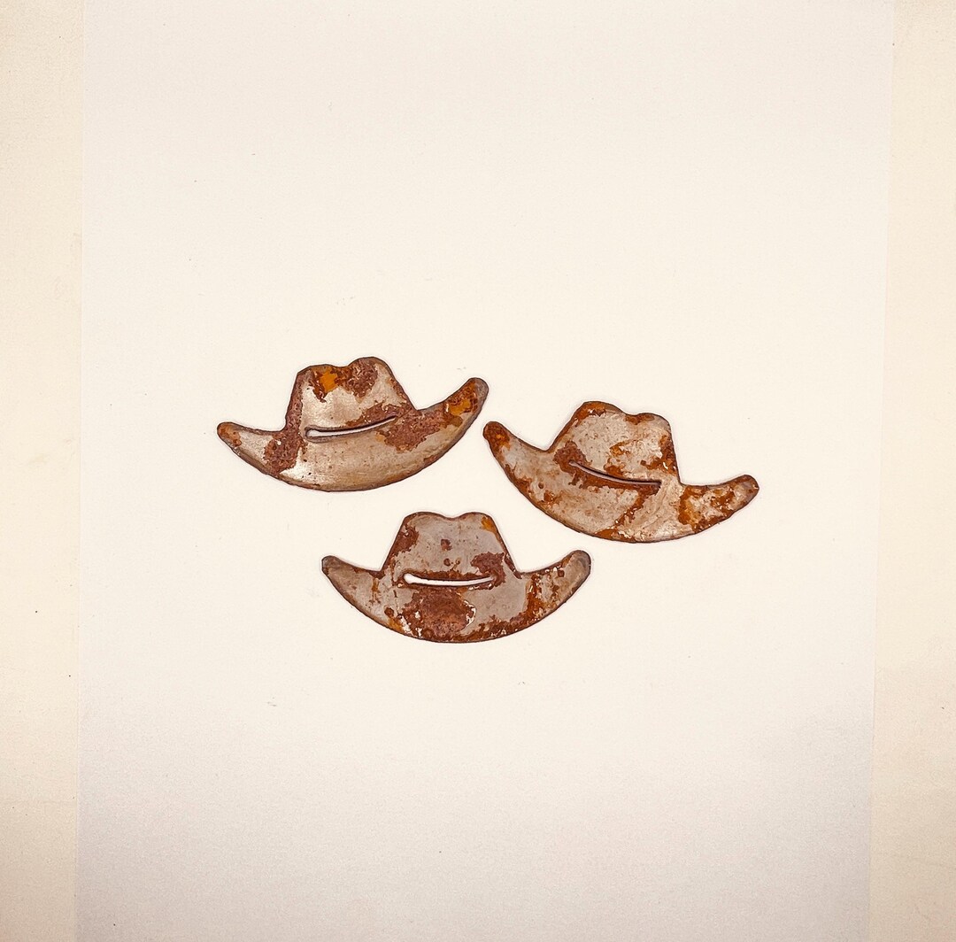 Rustic Metal Cowboy Hats; 3", Set of 3 or 9, Western Home Accent ...