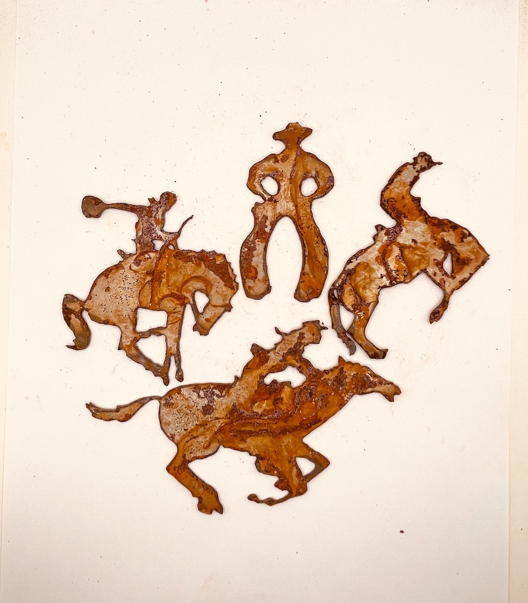 Rusty Metal Cowboys; Set of 4, Magnets, Ornaments, Crafts, Signs ...