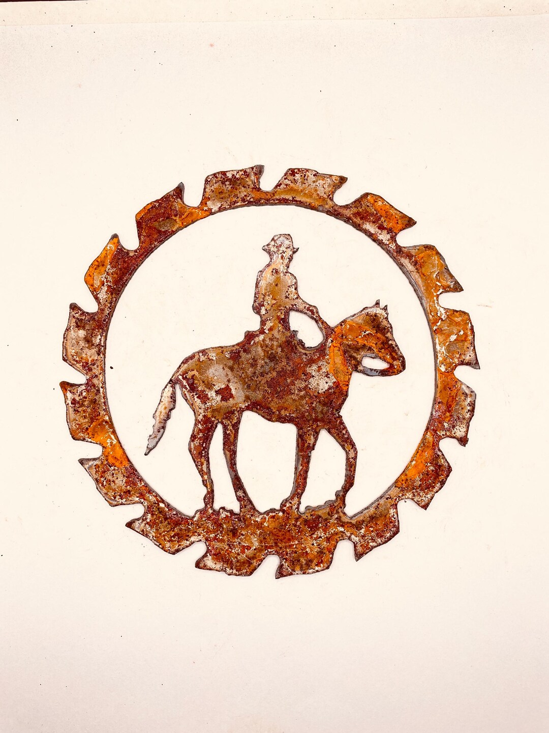 Rusty Metal Cowboy Cowgirl, 6" Wall Hanging for Your Home, Barn, Garden ...