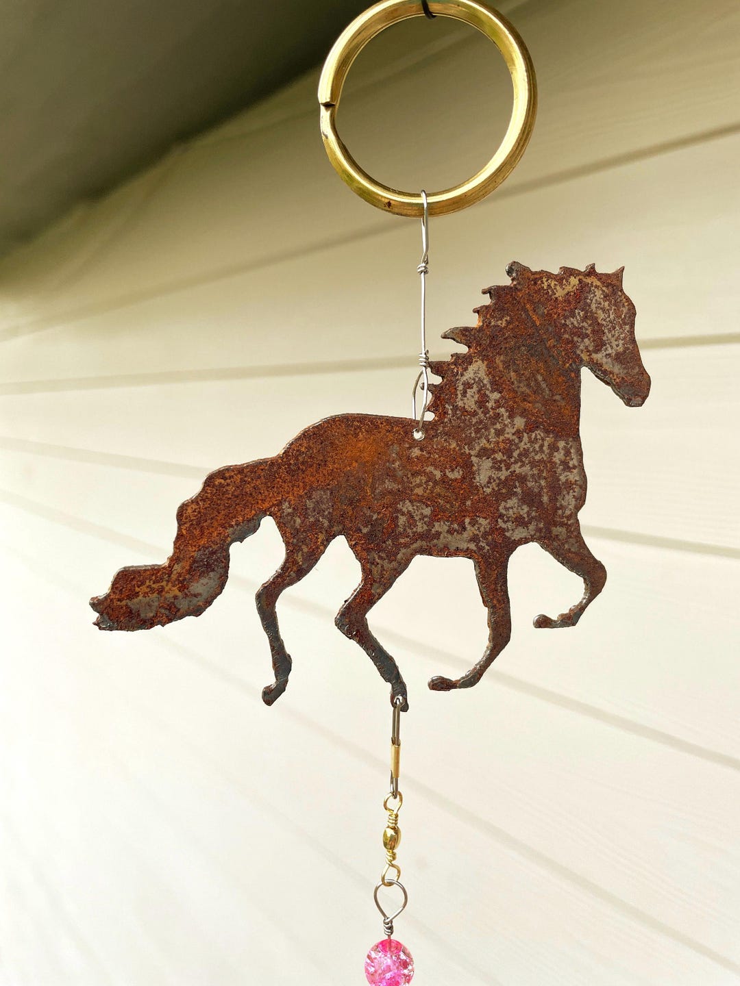 Rustic Horse Wind Chime: Metal Horseshoe Art, Garden Patio Decor - Etsy