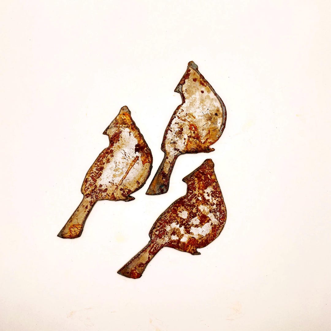 Rusty Metal Cardinals; 4", Set of 3 or 9, Crafts, Signs, Stencils ...