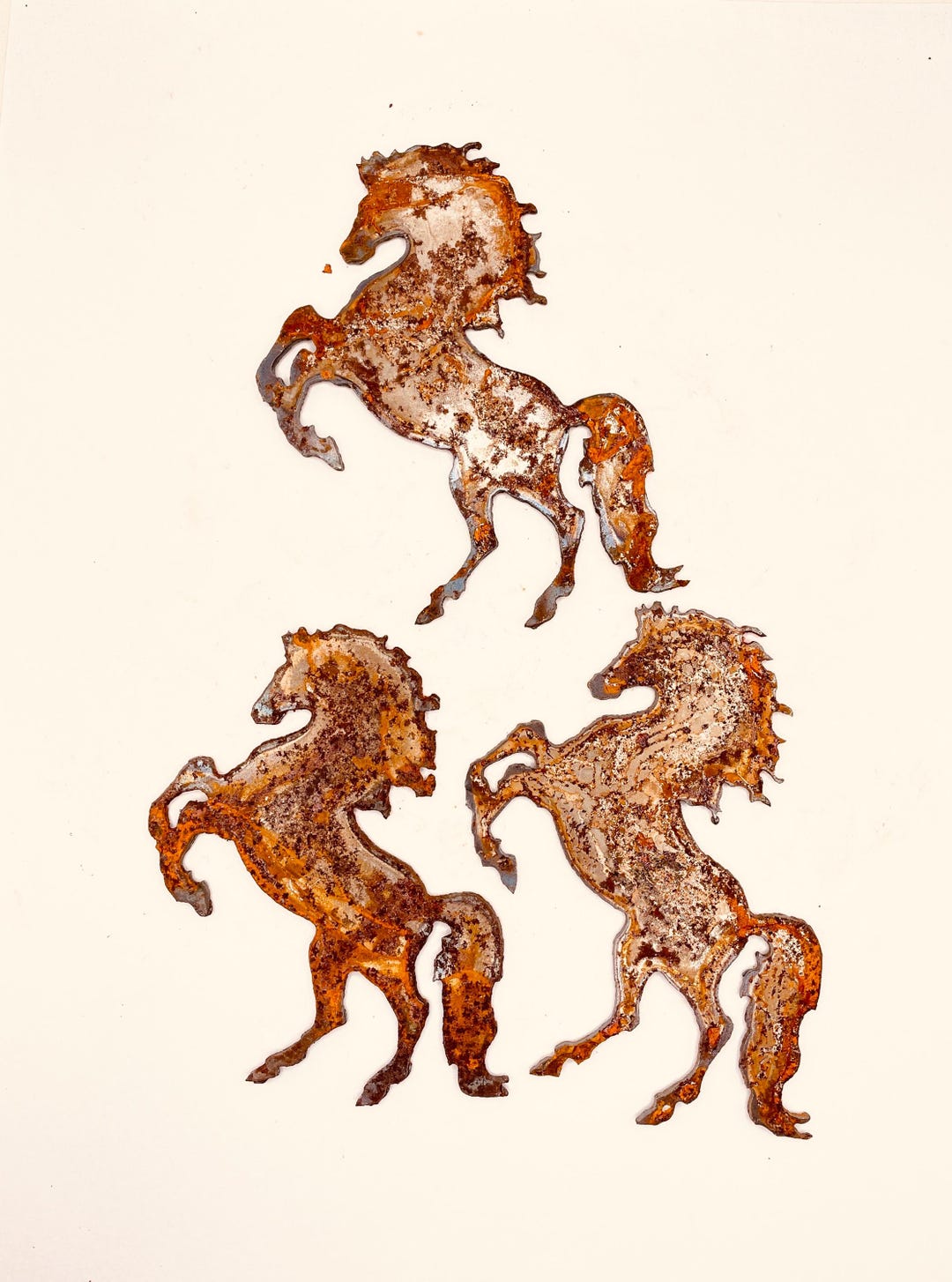 Rusty Metal Rearing Horses: Rustic Home & Garden Decor, Set of 3 - Etsy