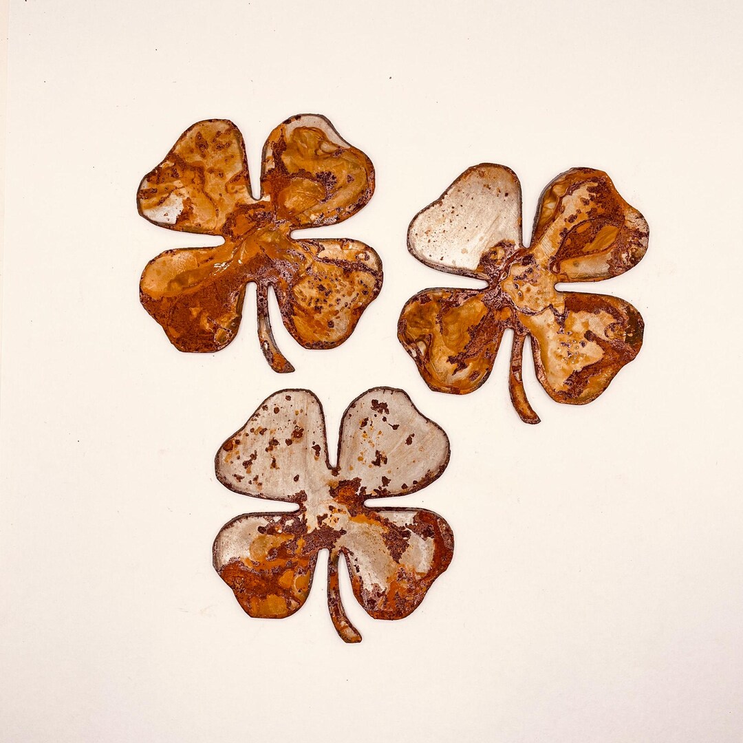 Rustic Metal 4 Leaf Clovers; 3", Set of 3, Home Accent, Crafts, Magnets ...
