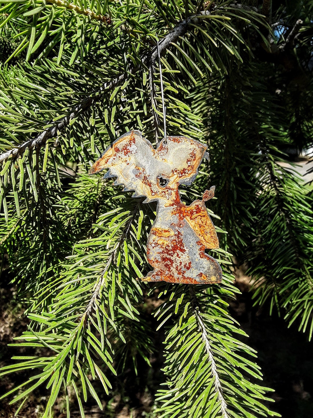 Rustic Metal Praying Angel Christmas Ornament, Metal Art, Stencil, Home ...