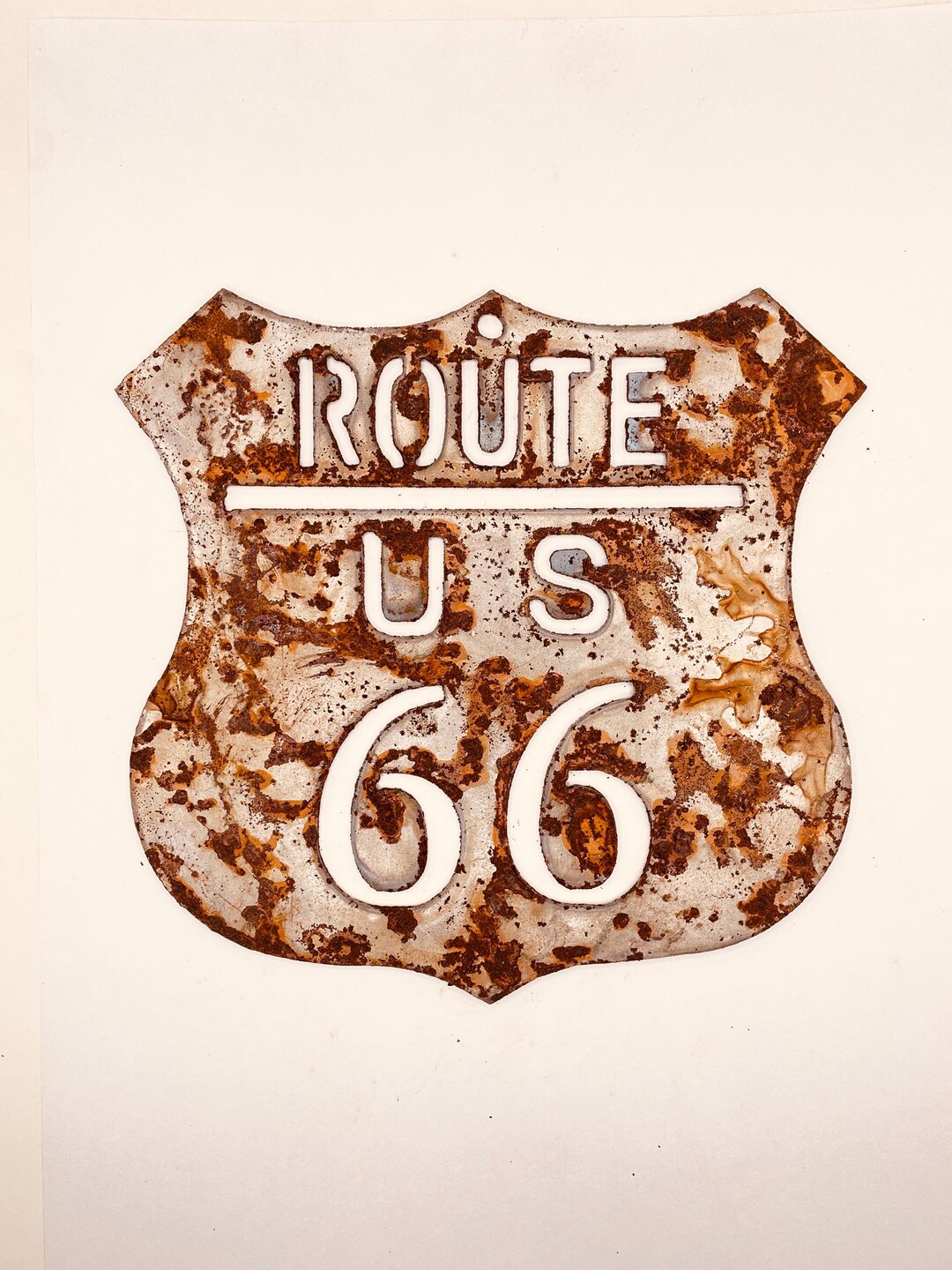 Rusty Metal Route 66 Sign; 6", Metal Art, Home Accent, Wall Hanging ...