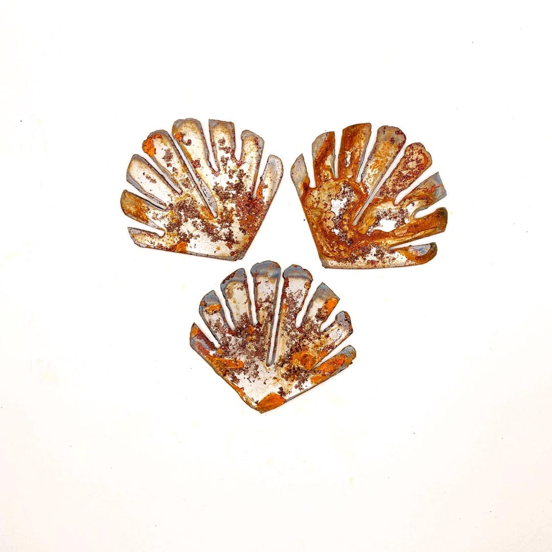 Rusty Metal Scallop Shells; 3", Set of 3 or 9, Crafts, Signs, Stencils ...