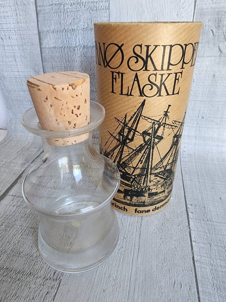 Vintage Glass Small Flask Bottle by Else & Niels Brinch, Nautical Gifts ...