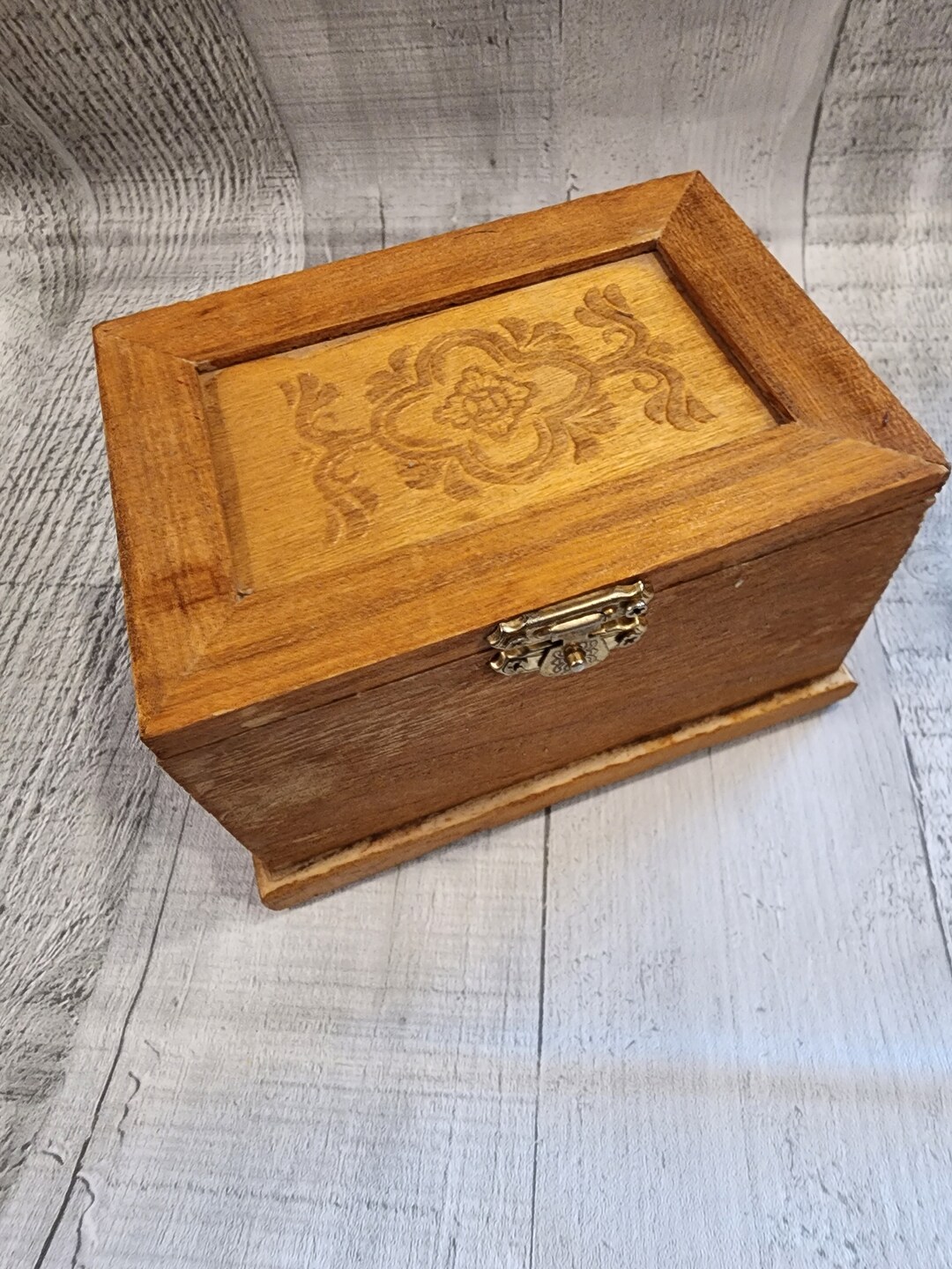 Vintage Wood Trinket Box With Hinged Lid, Crystals, Stash, Jewelry - Etsy