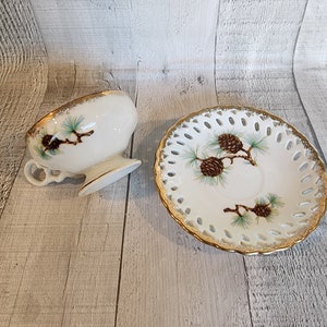 Vintage Pine Cone Woodland Teacup and Saucer Set, Victoria Ceramics ...