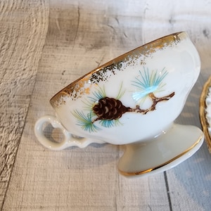 Vintage Pine Cone Woodland Teacup and Saucer Set, Victoria Ceramics ...