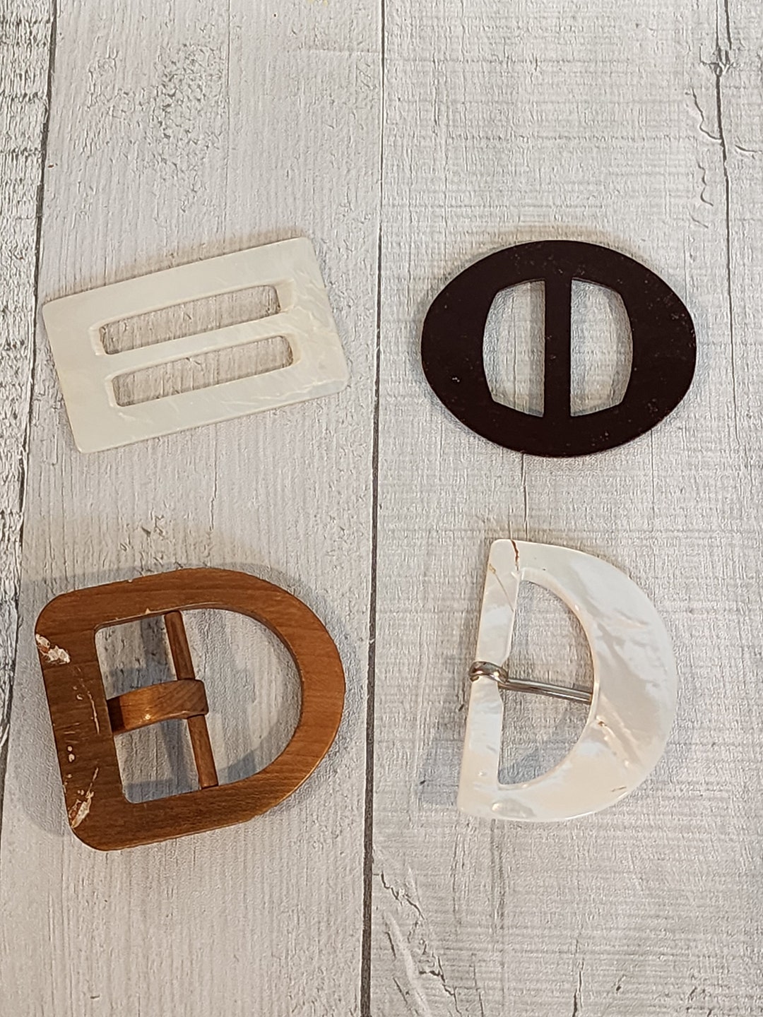 Vintage Retro Belt Buckles, Set of 4, 1950s, 1960s, Mother of Pearl ...