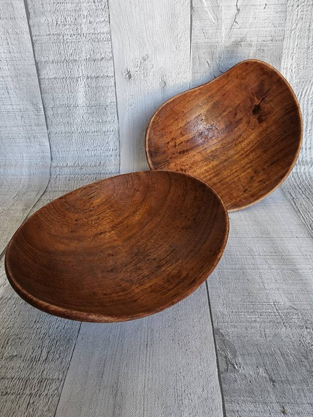 Vintage Monkey Pod Wood Bowls, Set of 2, Snack Dish, Boho, Trinket Dish ...