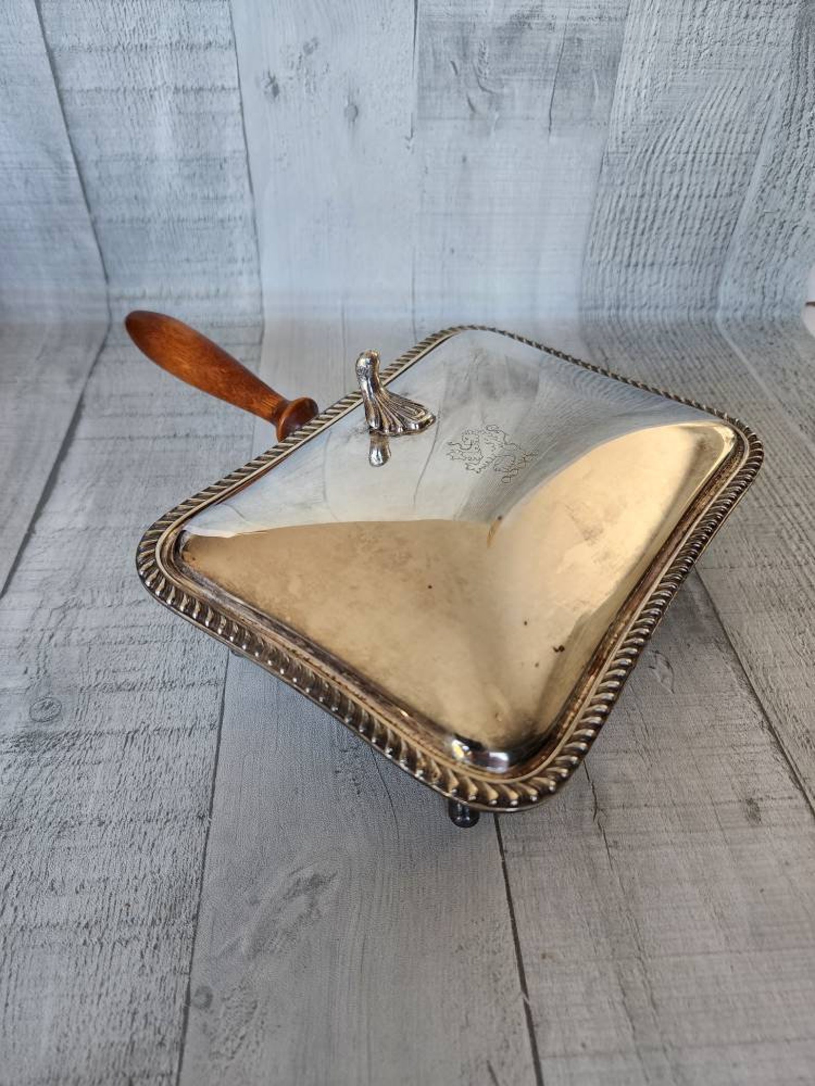 Vintage Poole Silver Plated Silent Butler Crumb Catcher With Lid ...