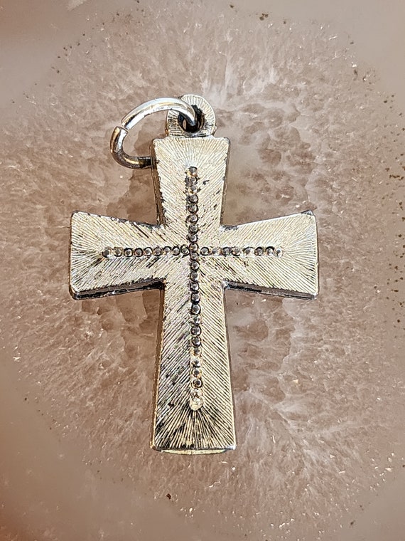 1970s Unisex Rustic Cross Pendant, Textured, Reversib… - Gem