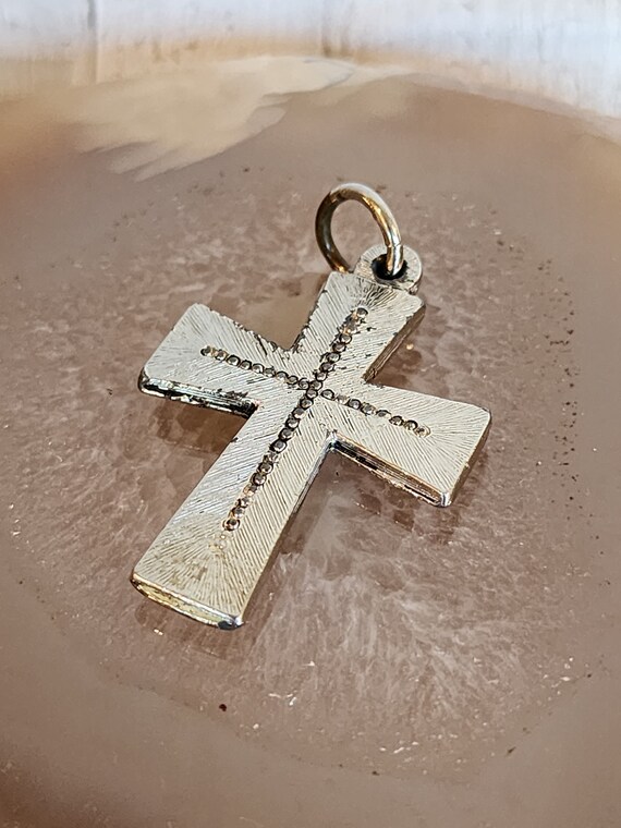 1970s Unisex Rustic Cross Pendant, Textured, Reversib… - Gem