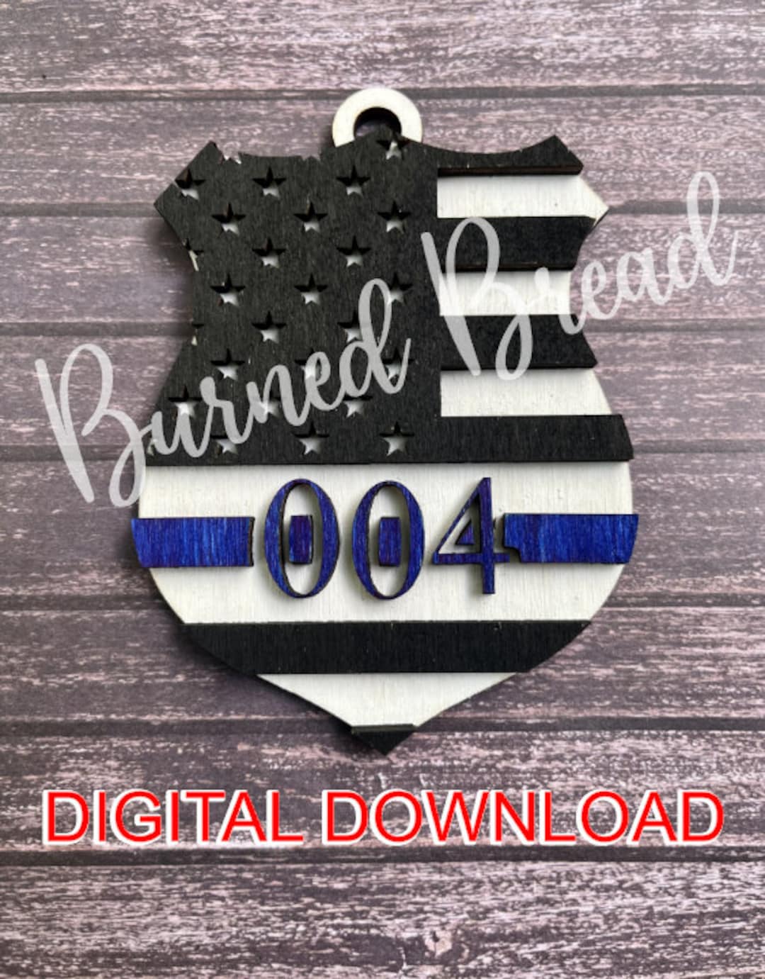 Police Blue Line Badge Ornament Laser File - Etsy