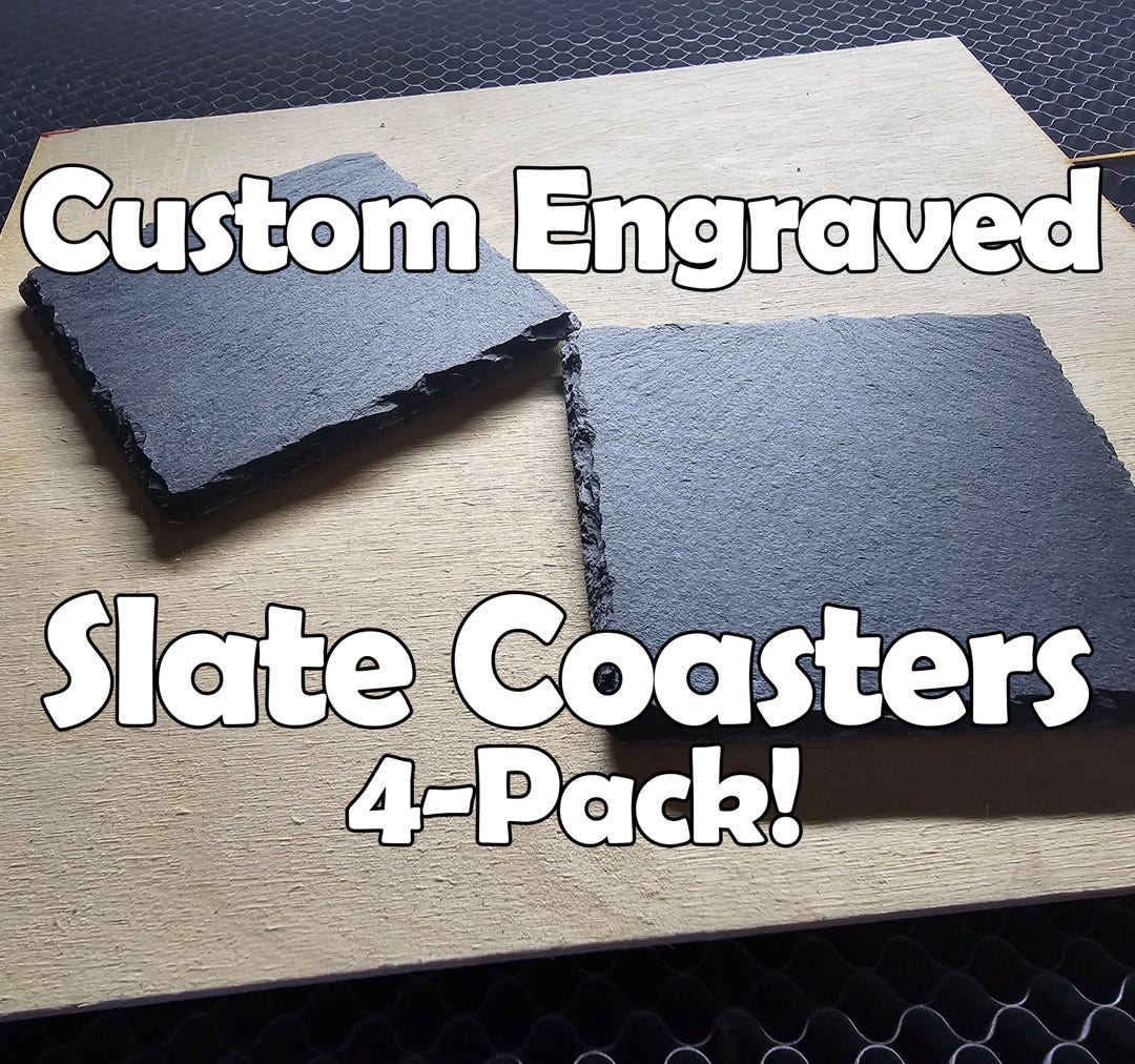 Laser Engraved Slate Coasters - Custom Personalized Drink Coasters ...