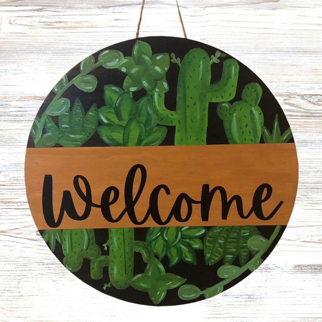 Succulent, Cactus, Southwestern Style Welcome Door Hanger - Etsy