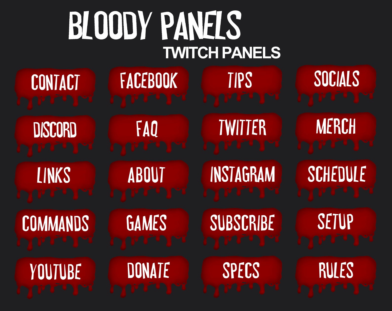 Bloody Twitch Panels X20 Panels Digital Download | Etsy Canada