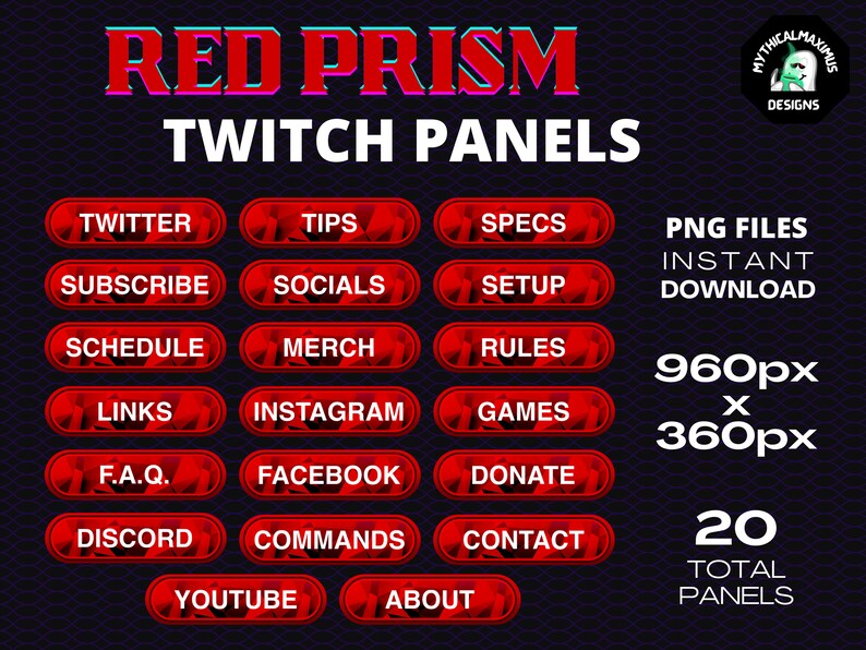 Red Prism Twitch Panels X20 Panels Digital Download - Etsy