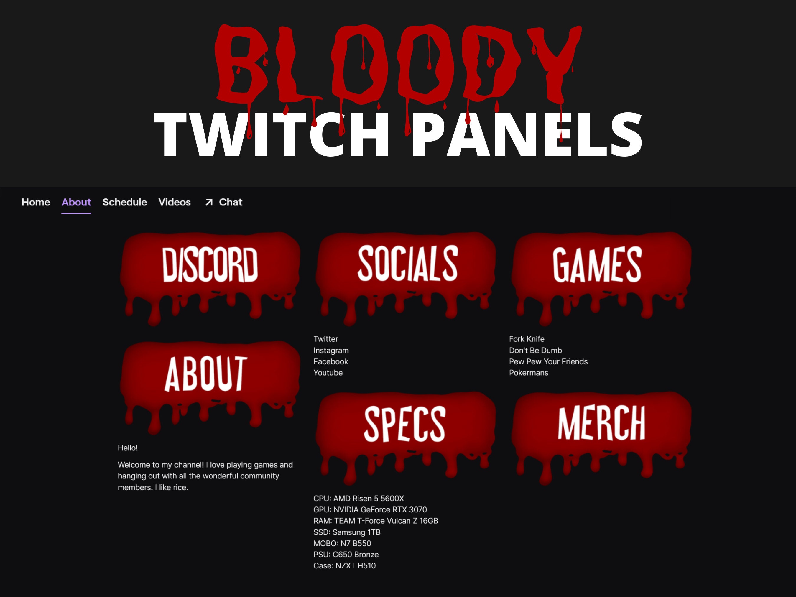 Bloody Twitch Panels | X20 Panels | Digital Download - Etsy