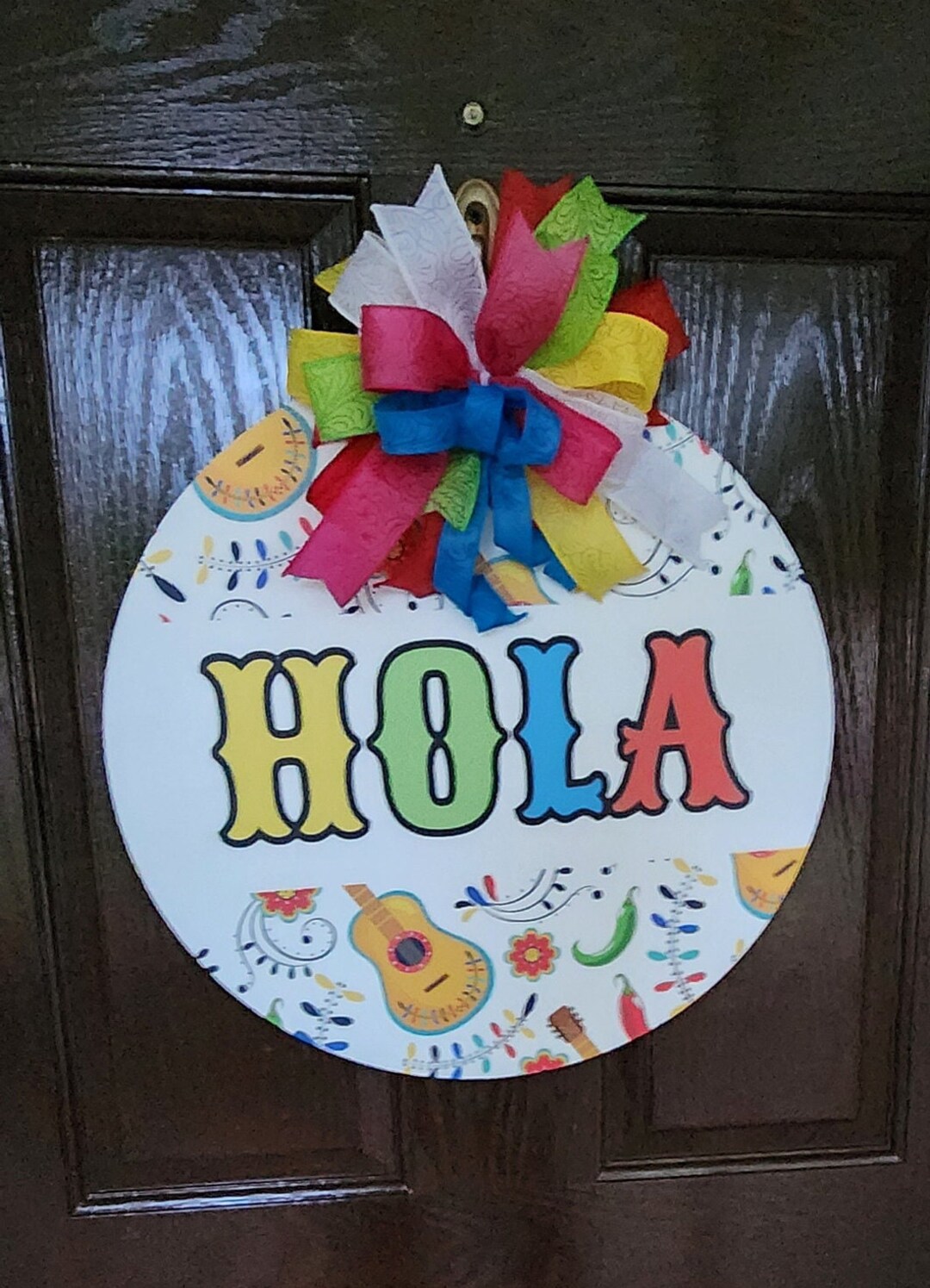 Hola Front Door Hanger, Wall Decor, Hispanic Housewarming Gift, Spanish ...