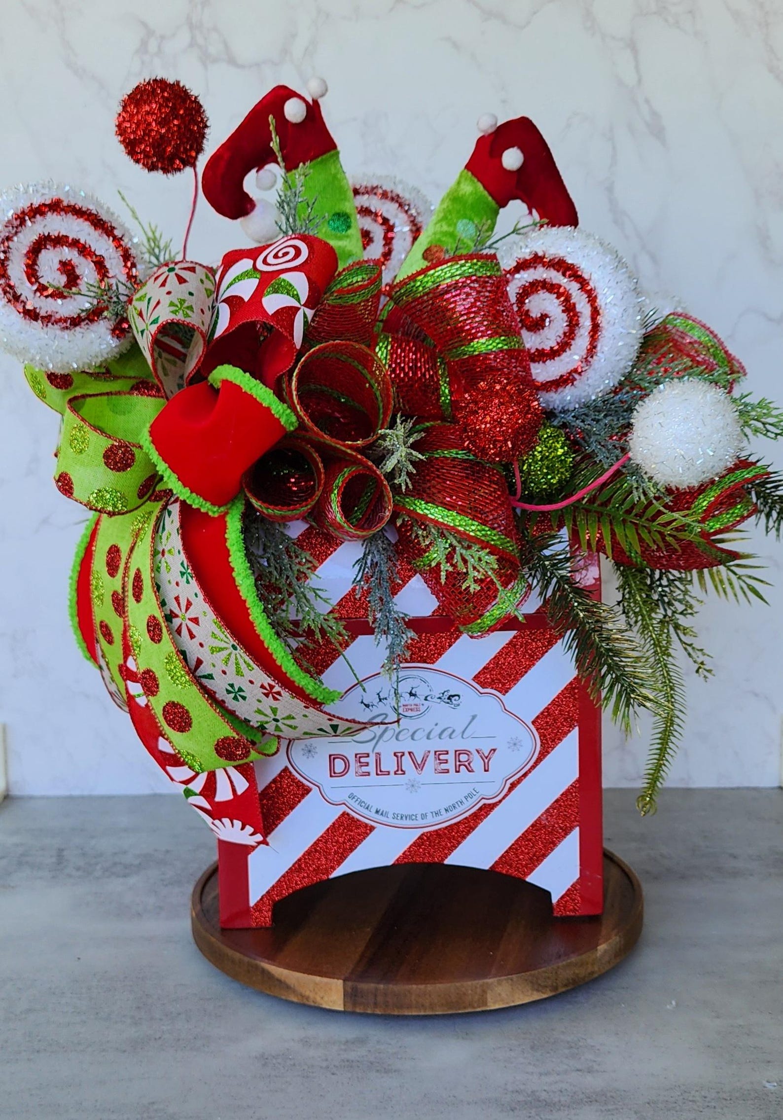 Santa Mailbox Centerpiece, Christmas Decor, Small Elf Mailbox ...