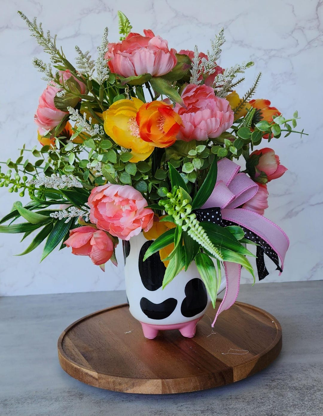 Cow Print Coffee Cup Centerpiece, Farmhouse Table Decor, Country ...