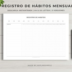 Habit Tracker Spanish, Habit Tracker Printable, Template Habit Tracker ...