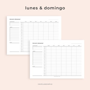 Weekly Planner Schedule Spanish Printable A4 & US LETTER - Etsy
