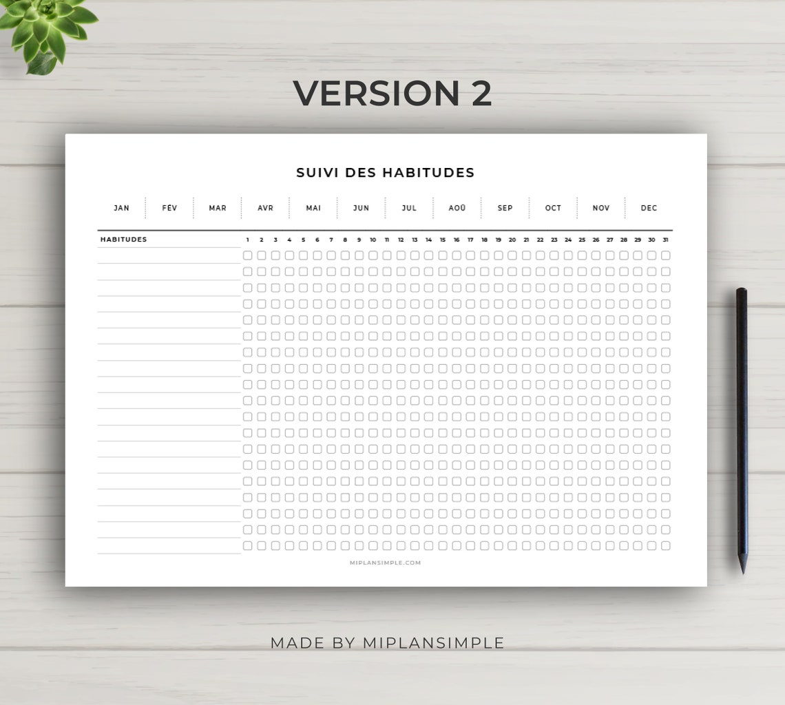 Suivi Des Habitudes à Imprimer, Tracker D'habitude, Simple Habit ...