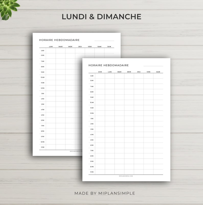 Horaire Hebdomadaire á Imprimer, Weekly Schedule in French, Schedule ...