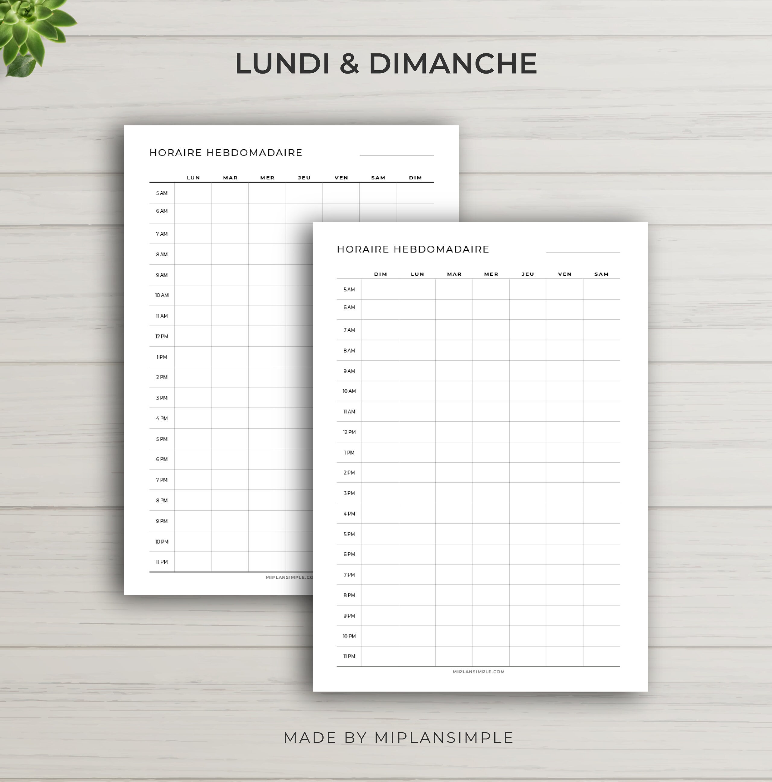 Horaire Hebdomadaire á Imprimer, Weekly Schedule in French, Schedule ...