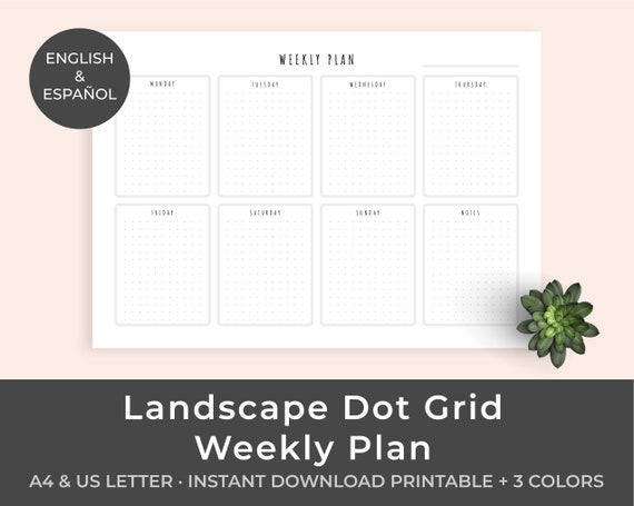 Landscape Dot Grid Weekly Plan Weekly Planner Printable PDF - Etsy