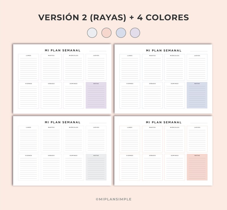 Weekly Planner Spanish, Weekly Agenda, Desk Planner, Planner Printable ...