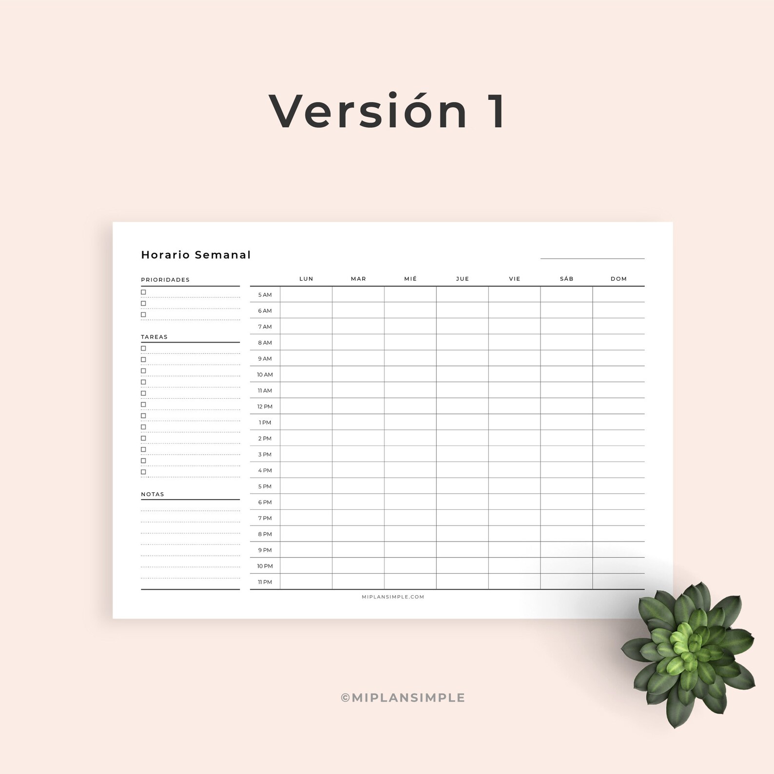 Weekly Planner Schedule Spanish Printable A4 & US LETTER - Etsy