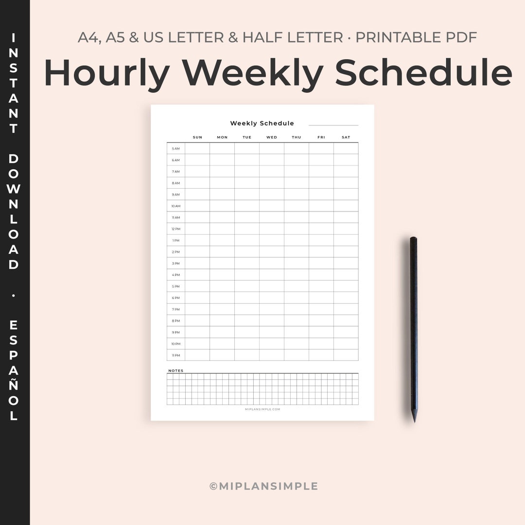 Printable Weekly Schedule, Schedule With Notes, Printable Weekly ...
