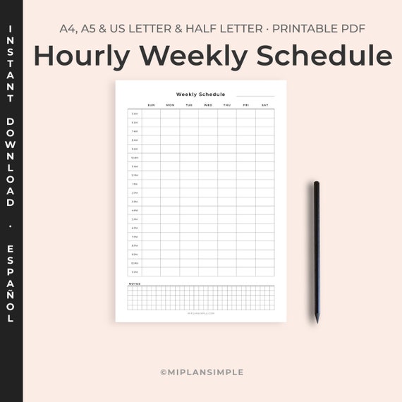Printable Weekly Schedule Schedule With Notes Printable - Etsy