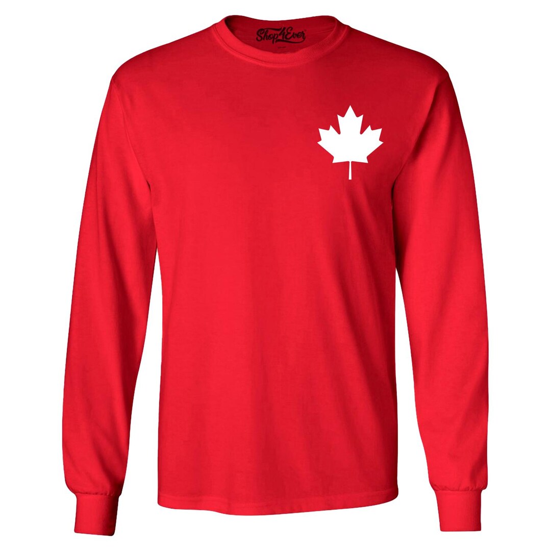 Canada White Maple Leaf Pocket Long Sleeve Shirt Canadian Shirts for ...